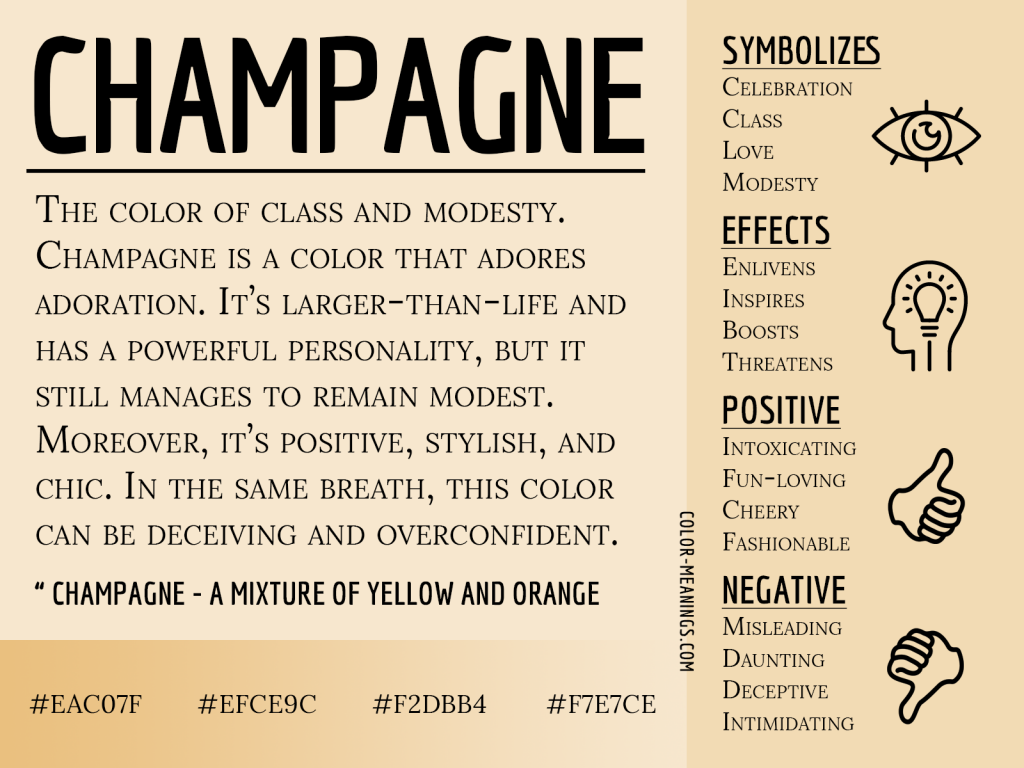 Champagne Color Meaning: Symbolism of Class, Modesty, Celebration, and ... Champagne Color Meaning: Symbolism of Class, Modesty, Celebration, and ...