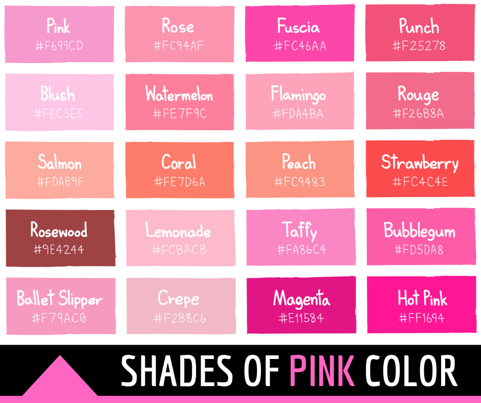 129 Shades Of Pink Color With Names Hex RGB CMYK Codes 2022 